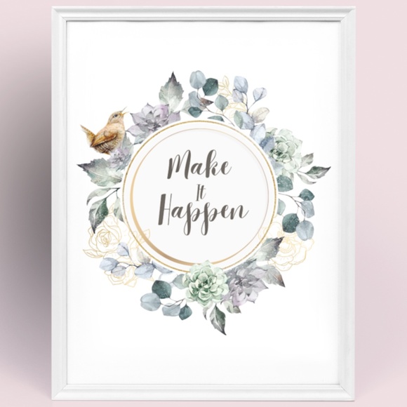 Art | Positive Motivational Quote Watercolor Illustration Wall Art ...